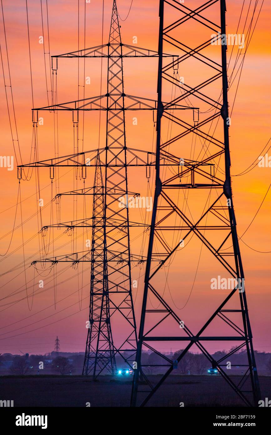 Extra-high voltage lines, 380 KV, power line, the electricity comes ...