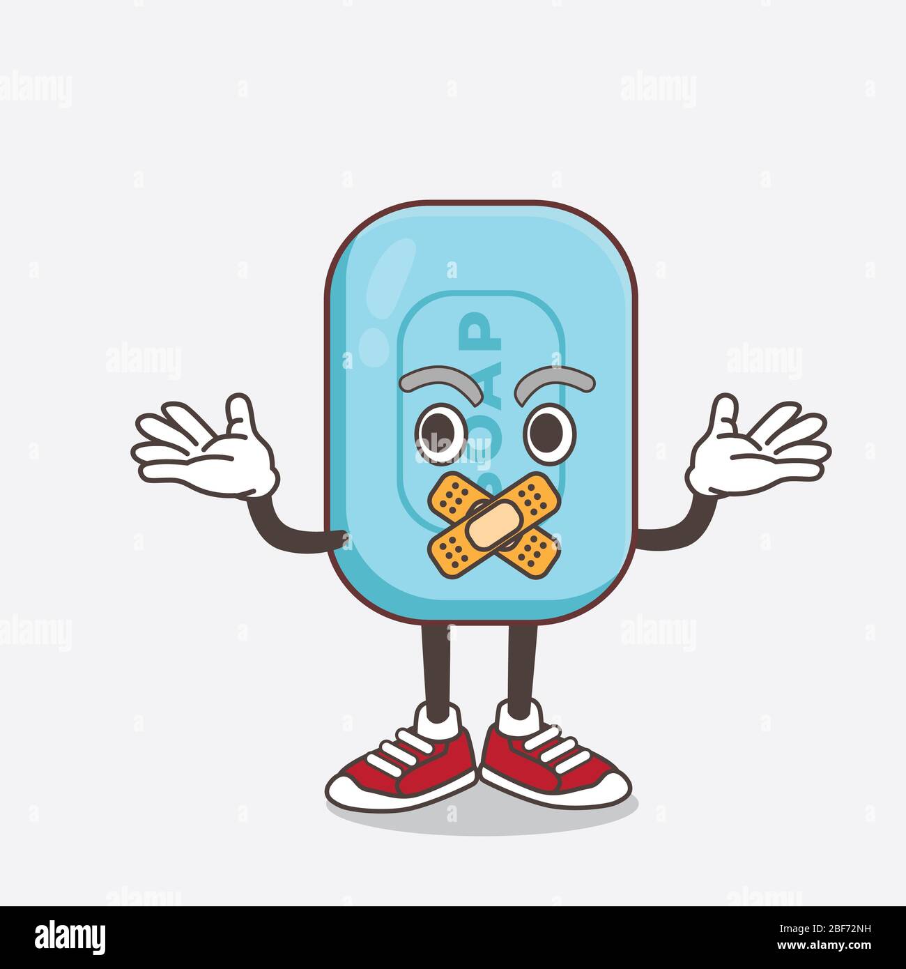 An illustration of Blue Soap cartoon mascot character making a silent ...