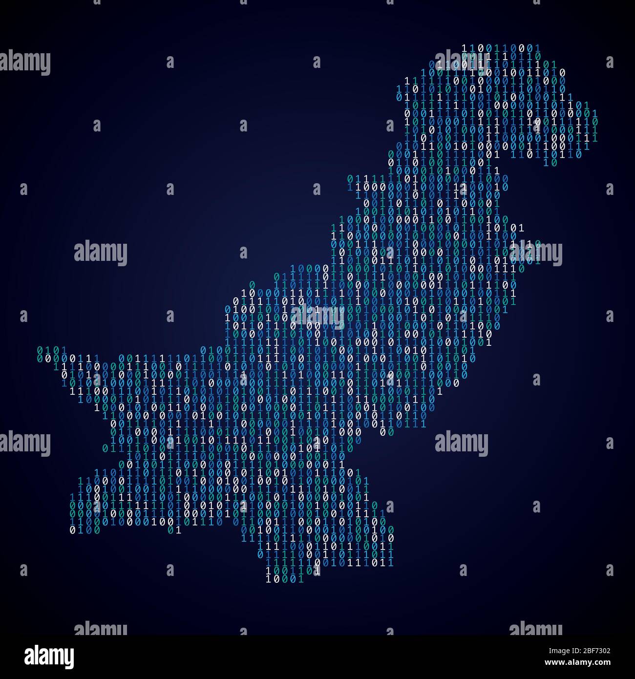 Pakistan country map made from digital binary code Stock Vector Image ...
