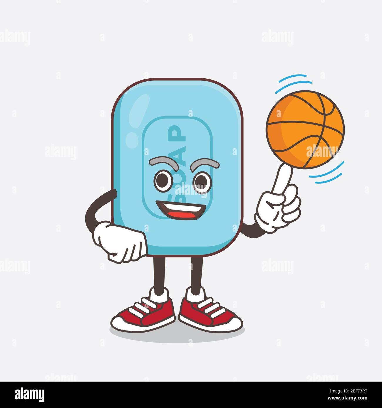 An illustration of Blue Soap cartoon mascot character with a basketball ...