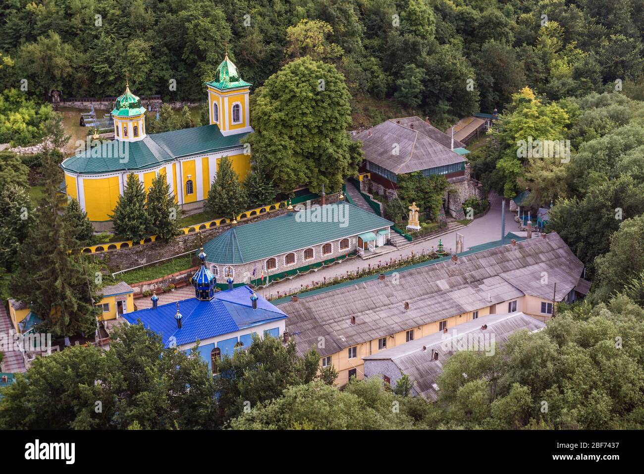 Aerial view with Holy Trinity Saharna Monastery in Saharna village in ...