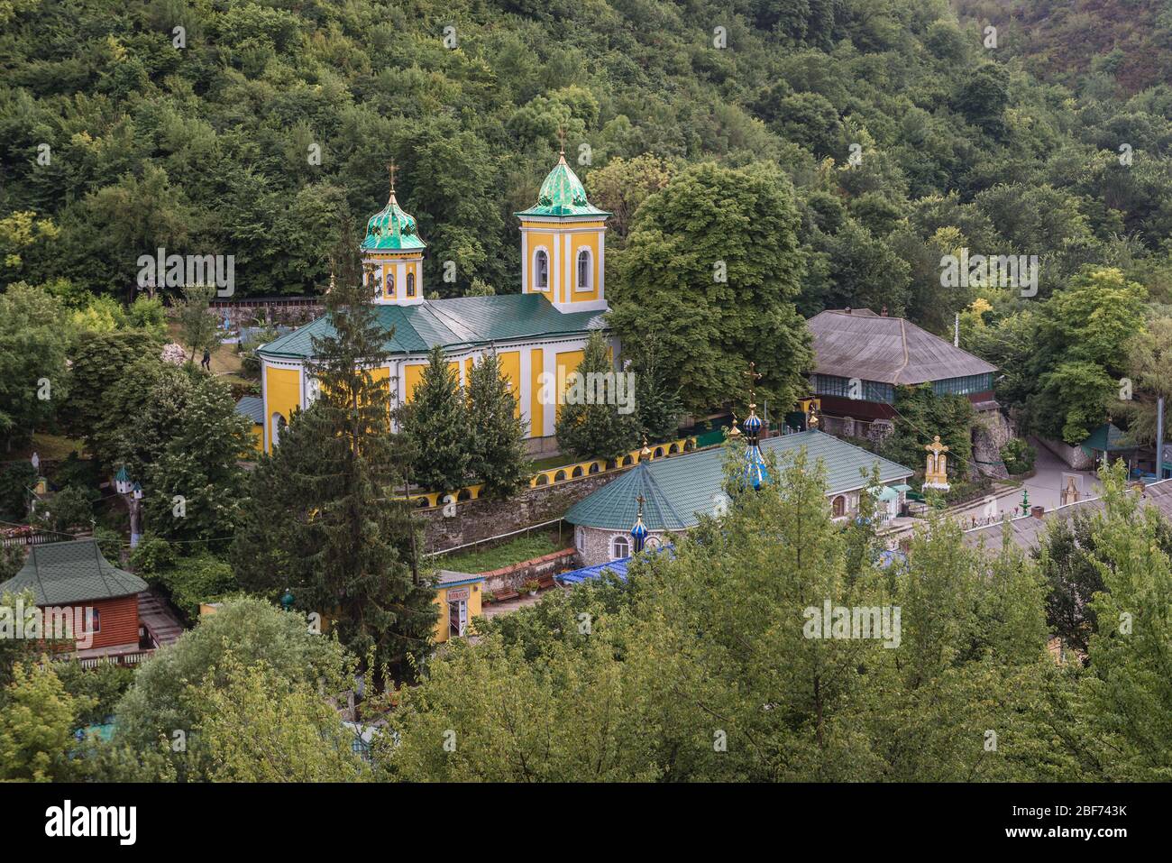 Aerial view with Holy Trinity Saharna Monastery in Saharna village in ...