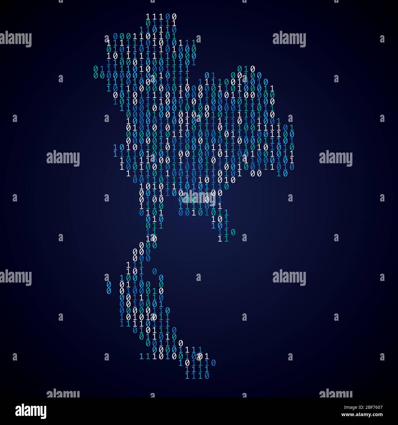 Thailand country map made from digital binary code Stock Vector Image ...