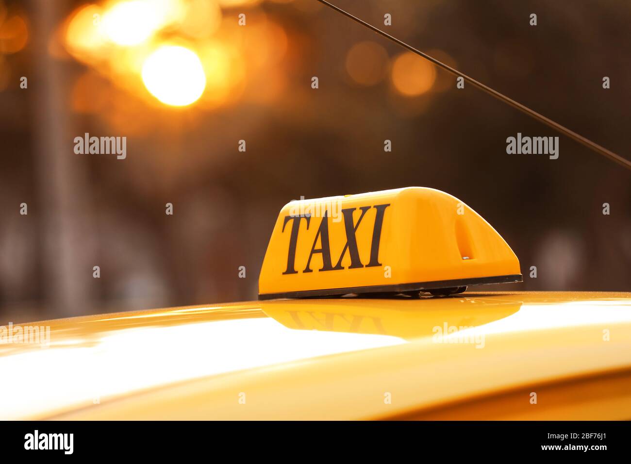 Taxi roof top light, closeup Stock Photo - Alamy