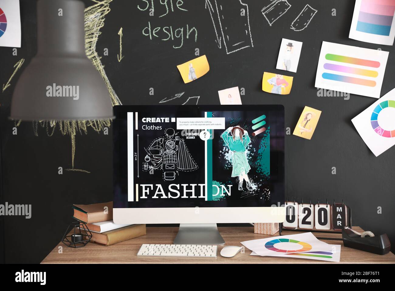 Tailor's workplace with modern computer in atelier Stock Photo - Alamy