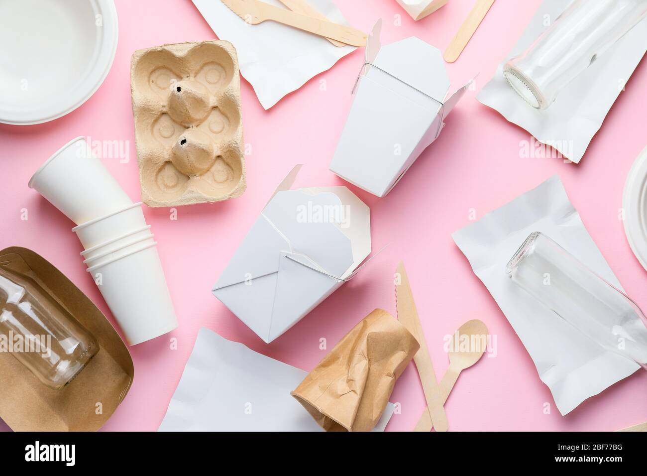 Different garbage on color background. Recycling concept Stock Photo ...