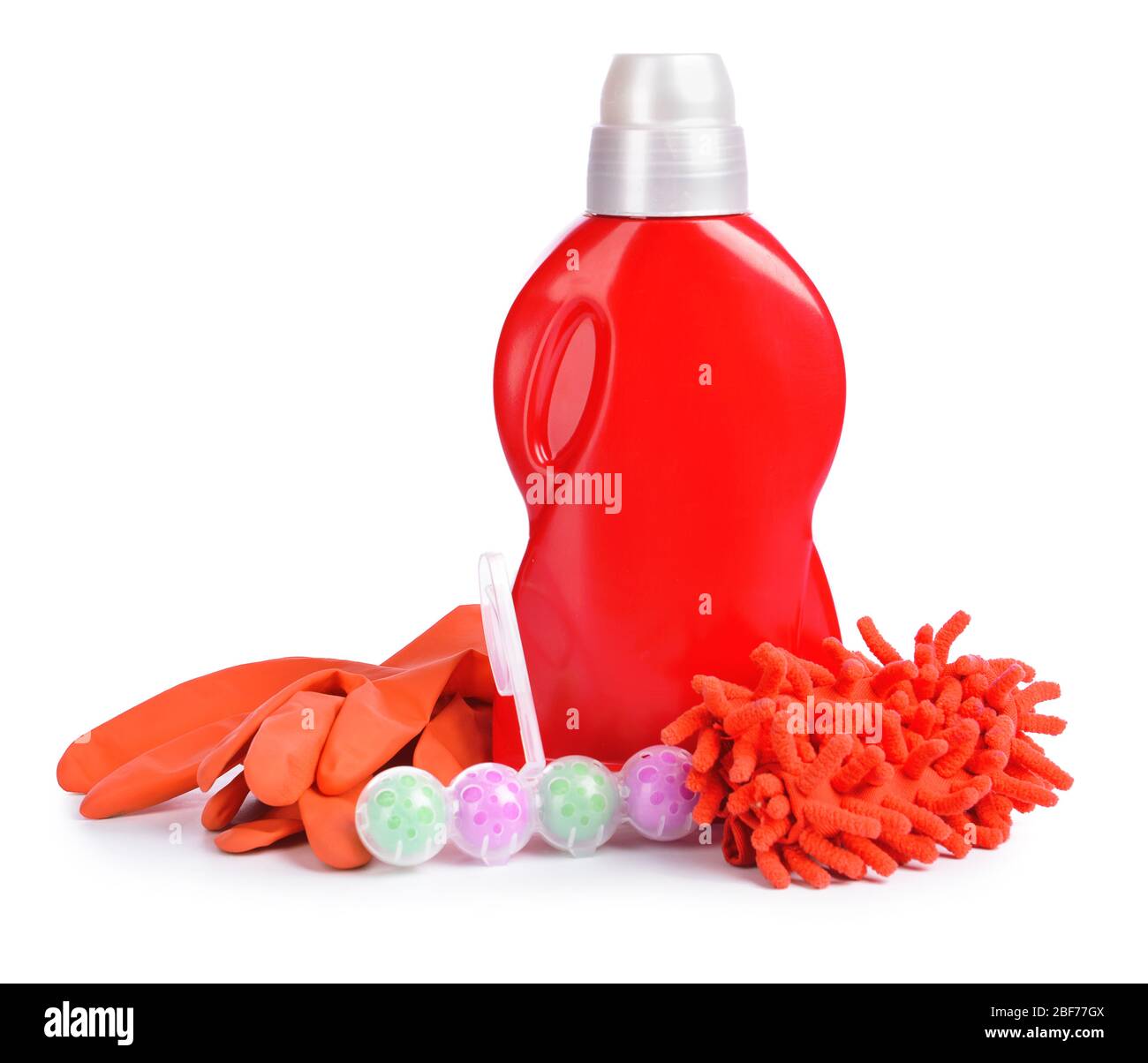 Set of cleaning supplies on white background Stock Photo - Alamy