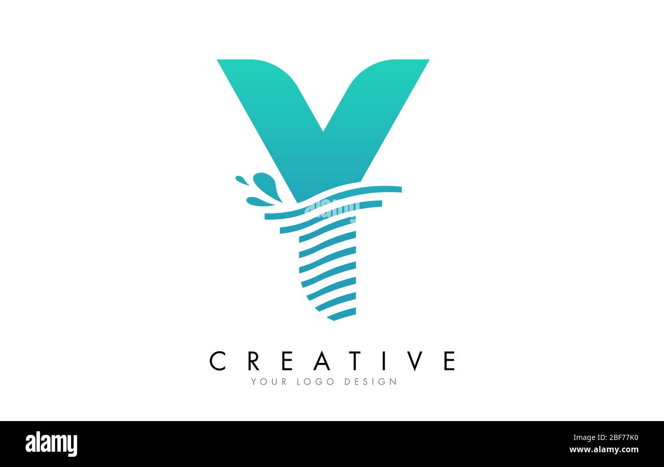 Y Letter Logo with Waves and Water Drops Design Vector Illustration ...