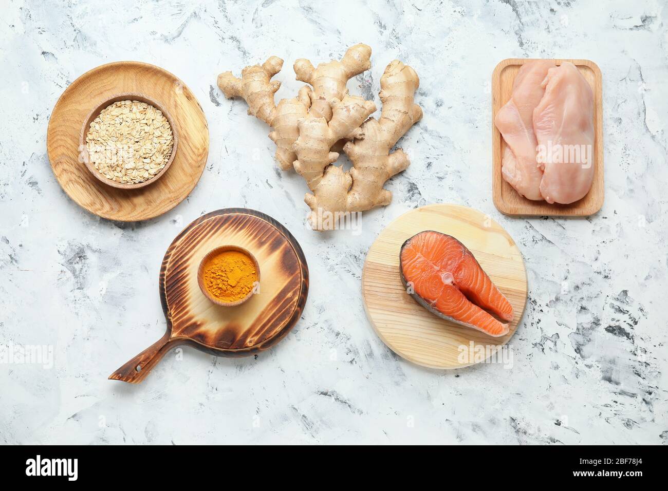 Healthy products on white background Stock Photo - Alamy