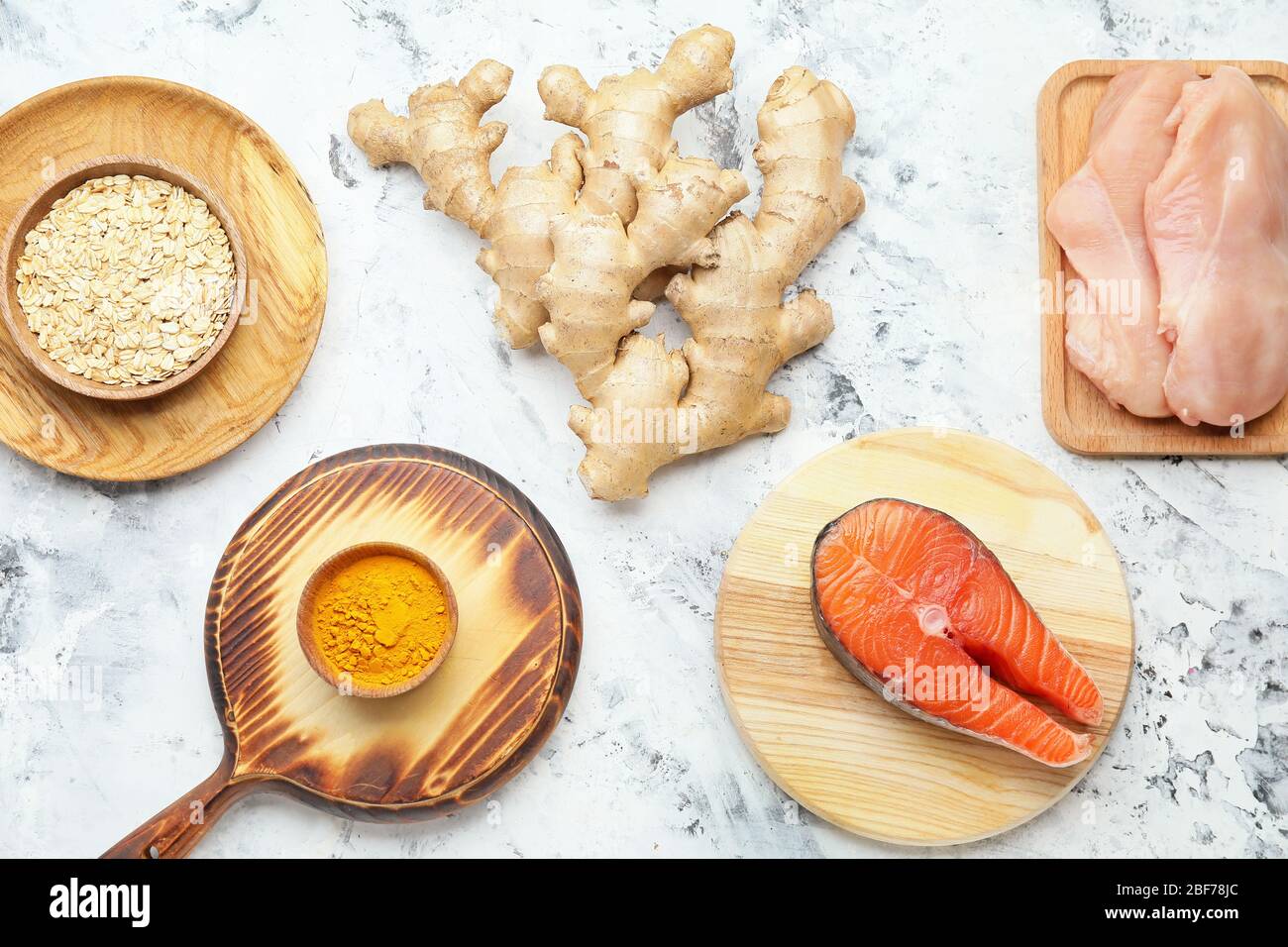 Healthy products on white background Stock Photo - Alamy