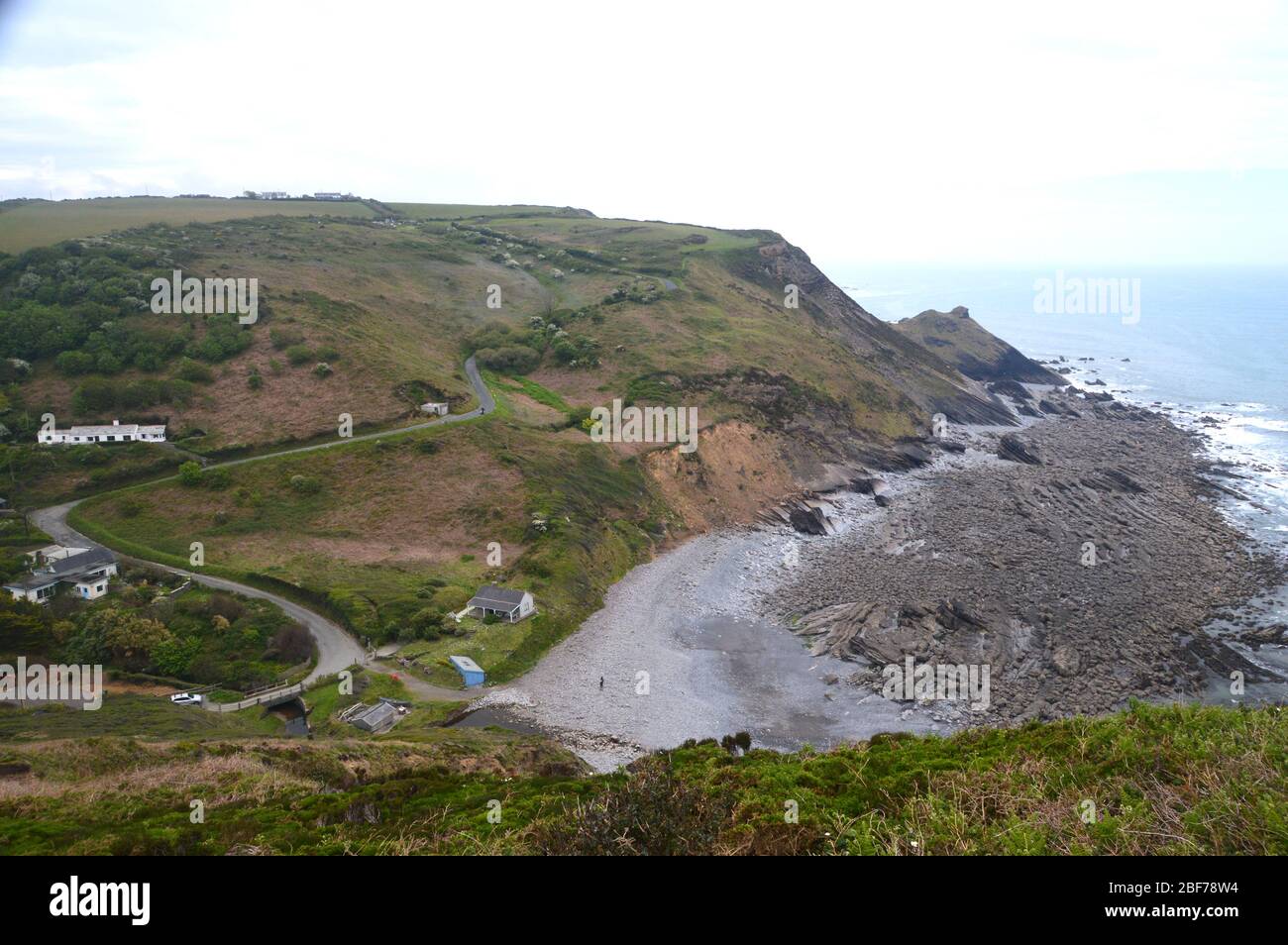 Looking down onto the Road into Millook Haven from the Clifftops of ...