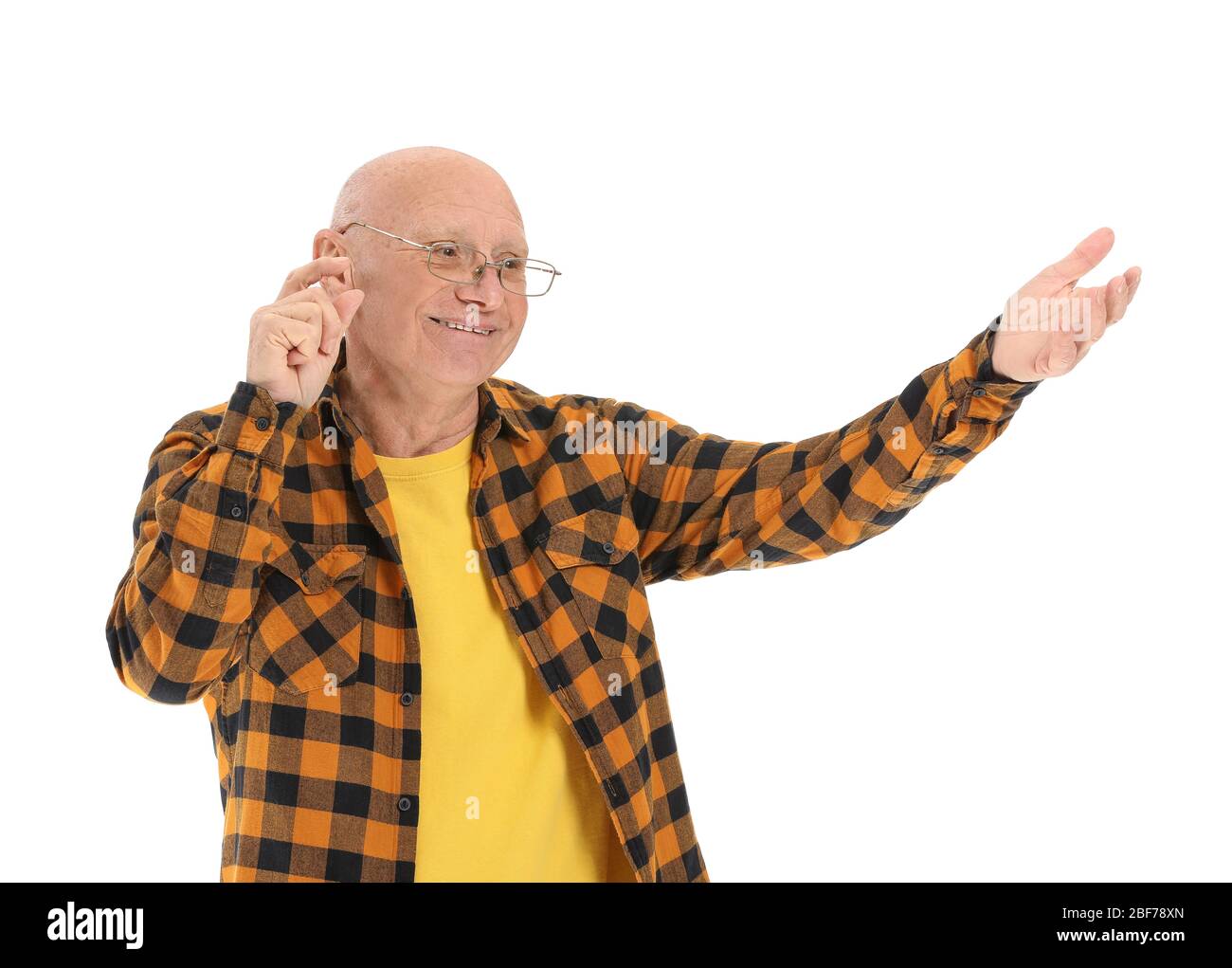Portrait of elderly man on white background Stock Photo - Alamy