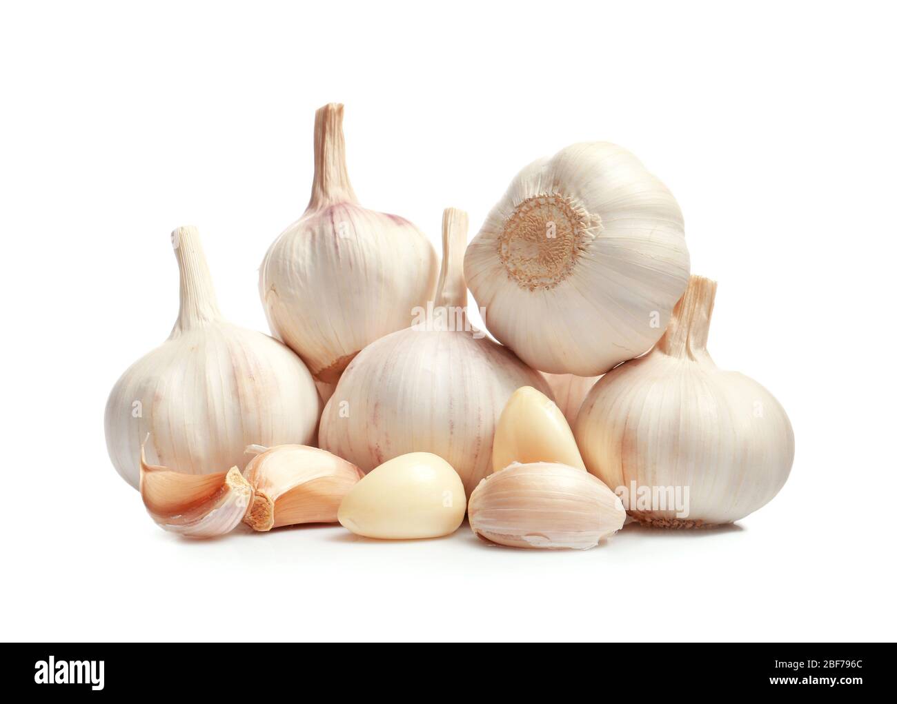 Fresh garlic on white background Stock Photo - Alamy