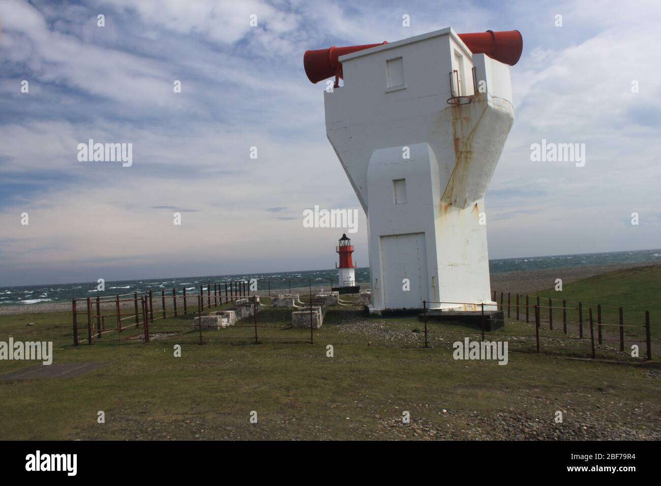 Fog horn Point of Ayre Isle of Man Stock Photo - Alamy
