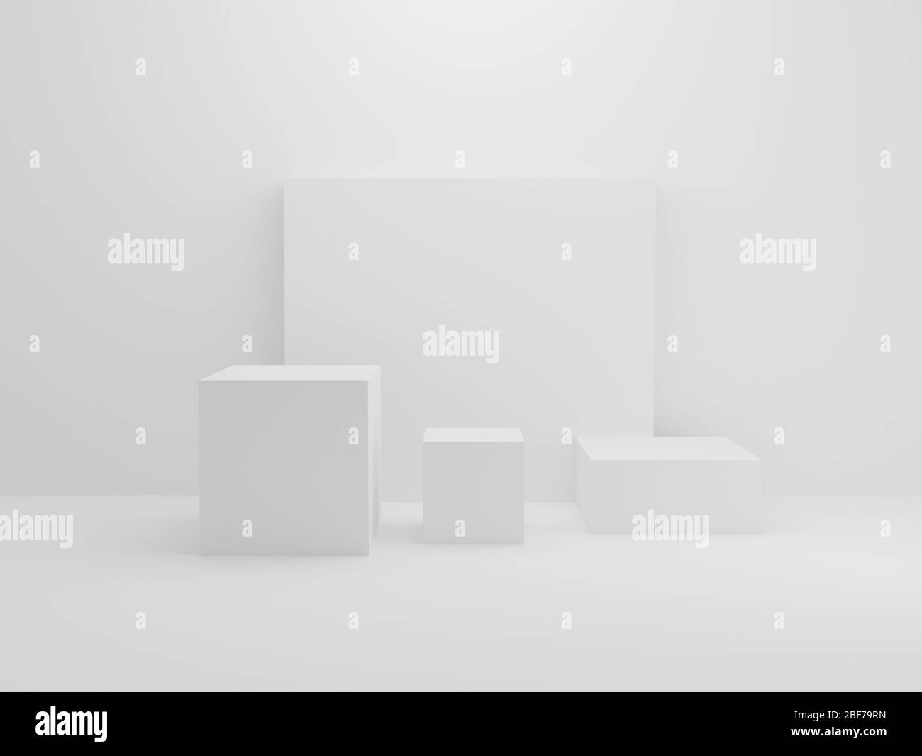 White rectangle block in small room background. Abstract Interior ...