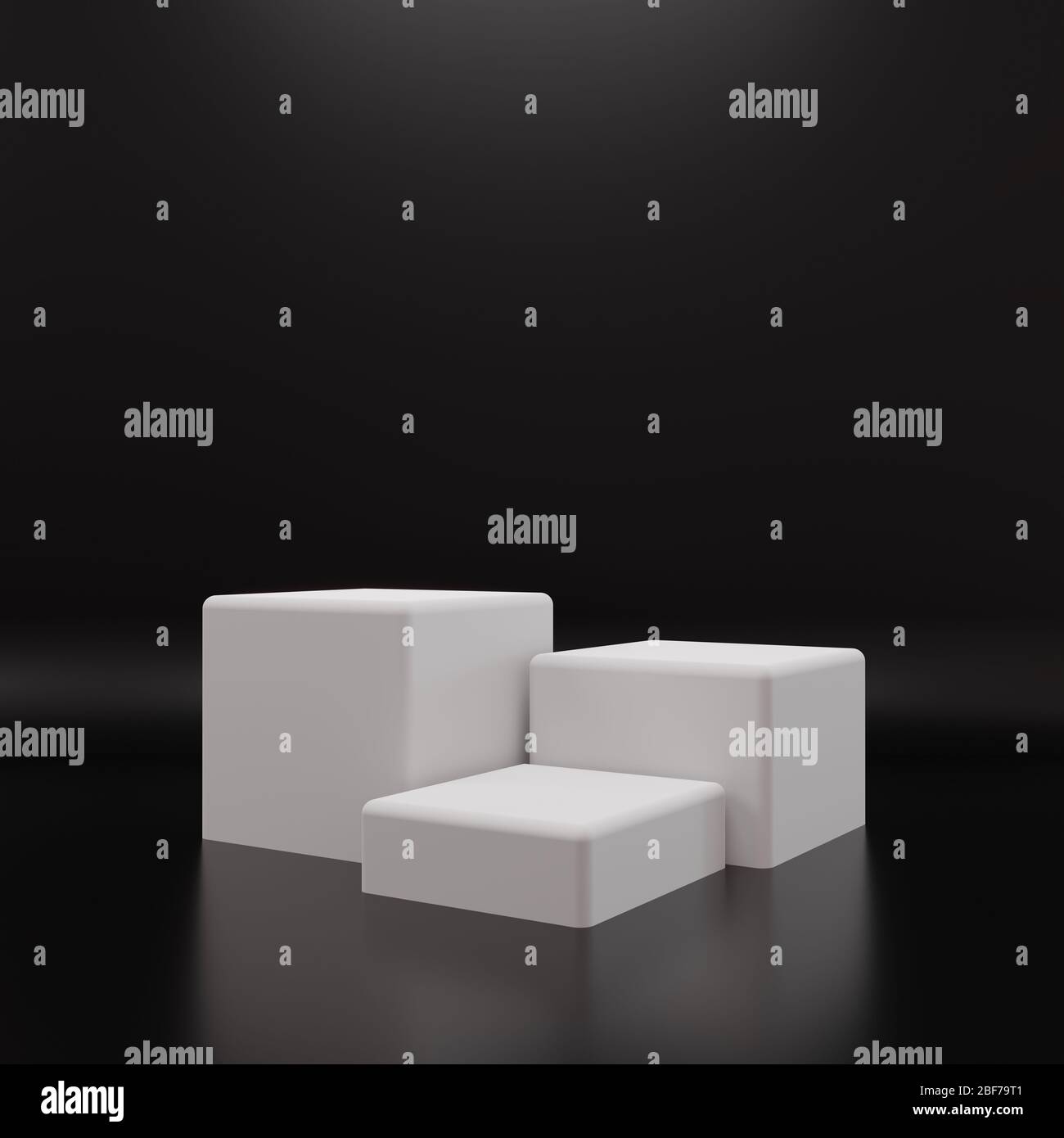 White rectangle cube product showcase table on black background ...