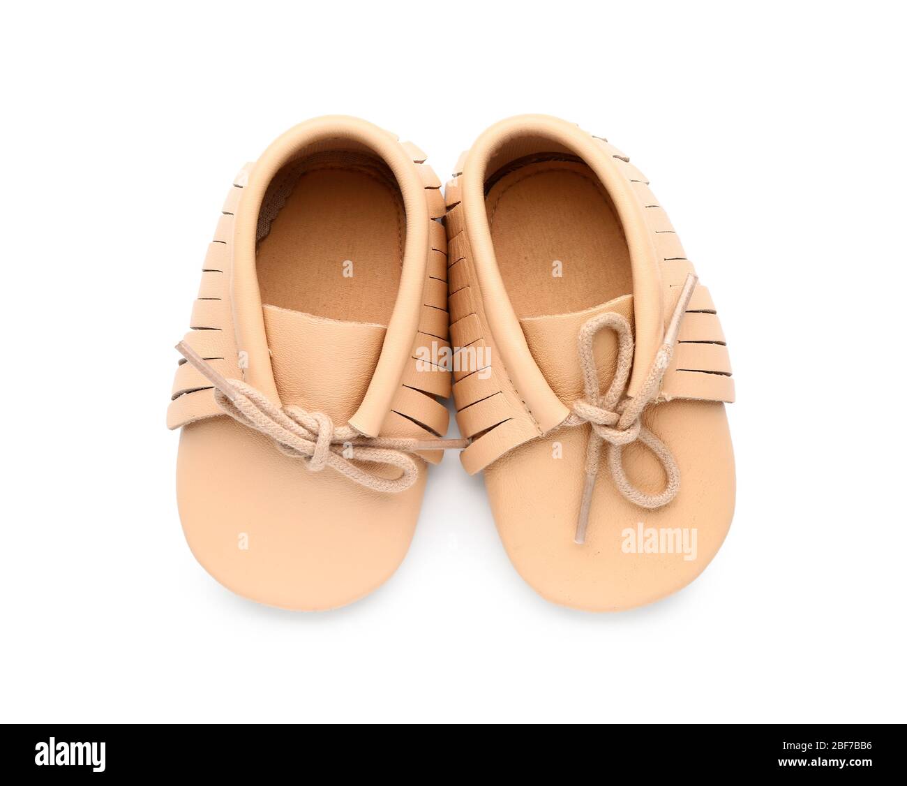 Baby booties on white background Stock Photo - Alamy