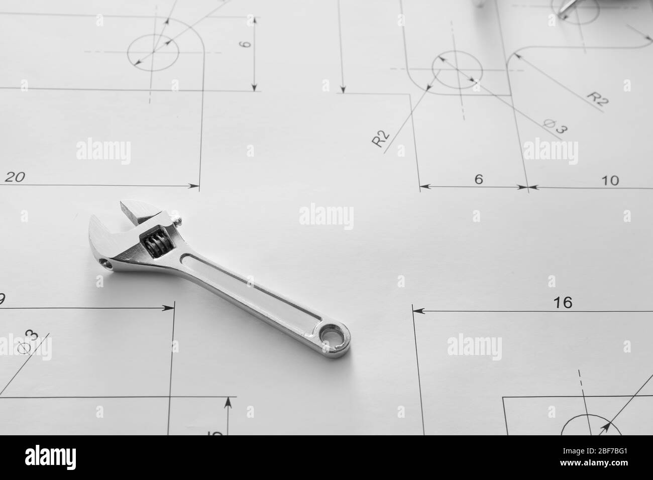 Engineering drawings technology Black and White Stock Photos & Images ...