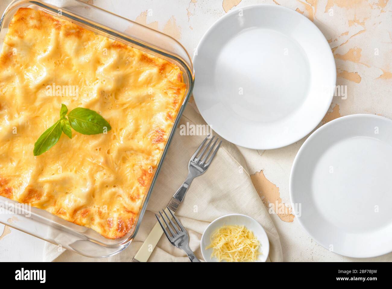 Tasty homemade lasagna on table Stock Photo - Alamy