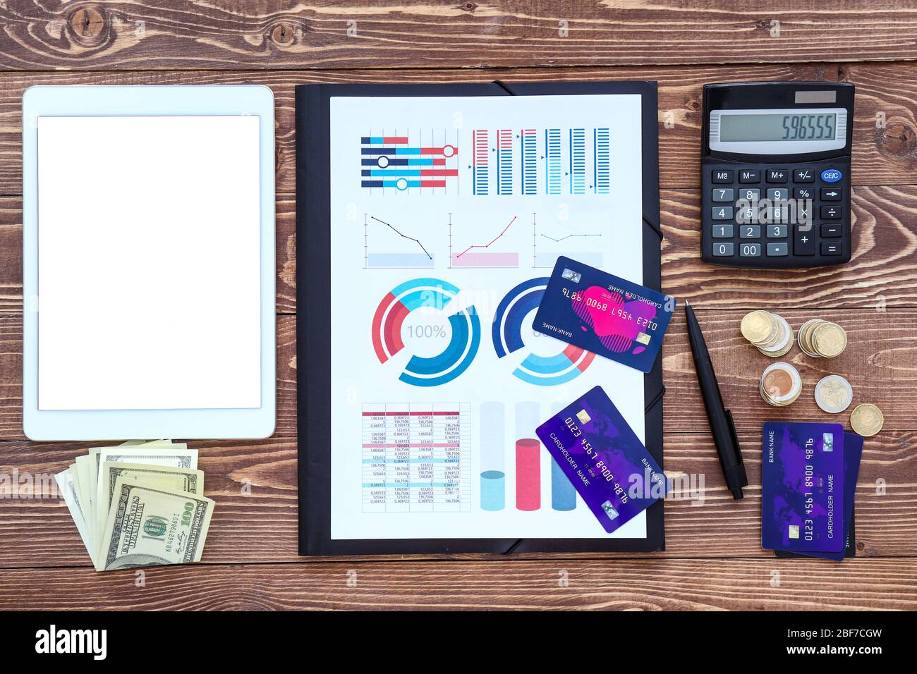 Workplace of modern bank manager Stock Photo - Alamy