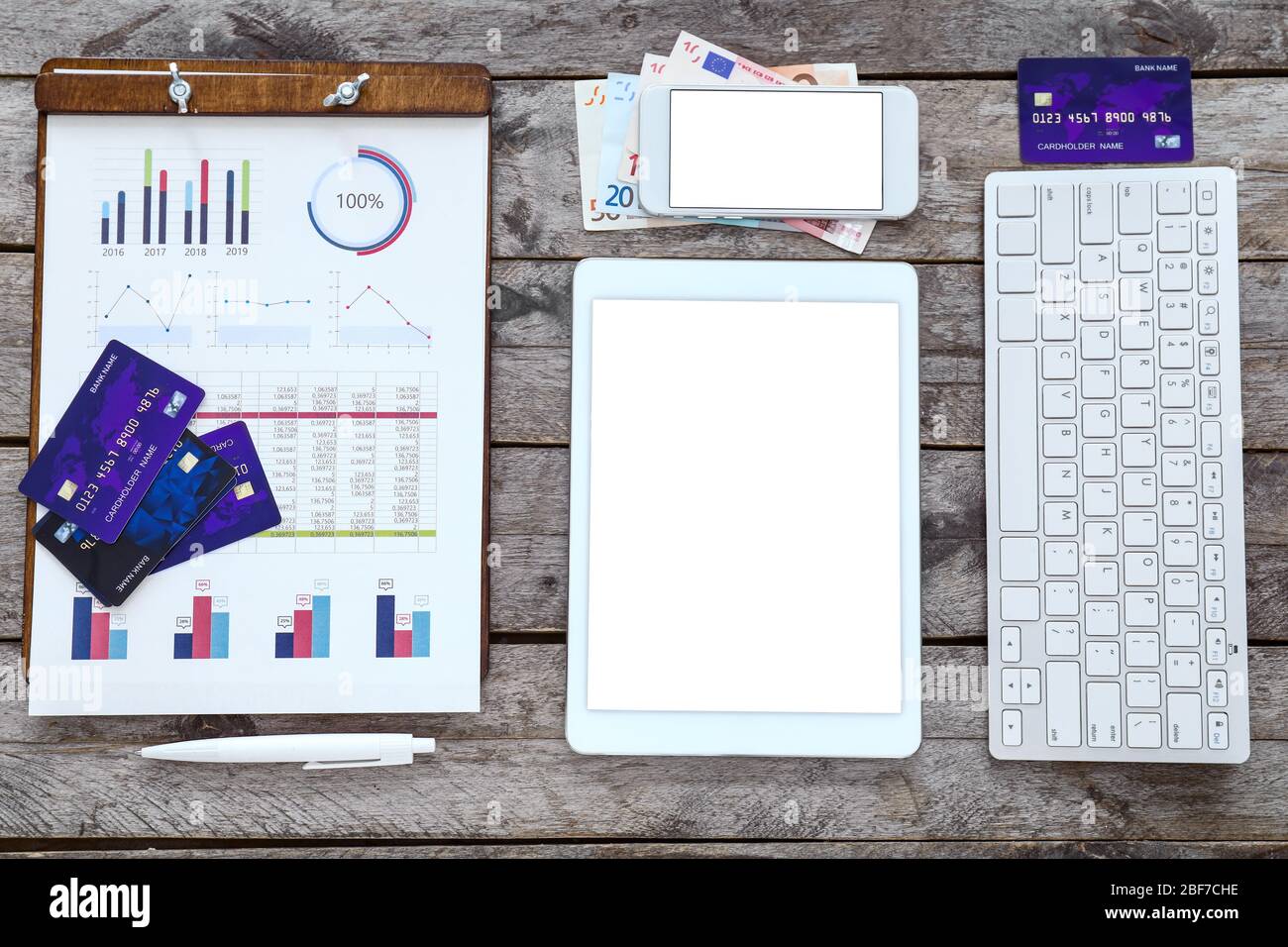 Workplace of modern bank manager Stock Photo - Alamy