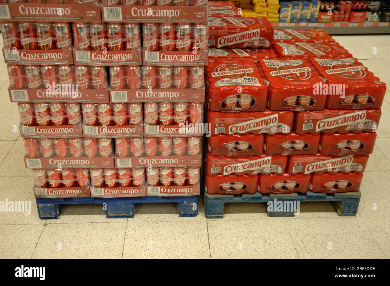 Cases of Cruzcampo,beer Stock Photo - Alamy