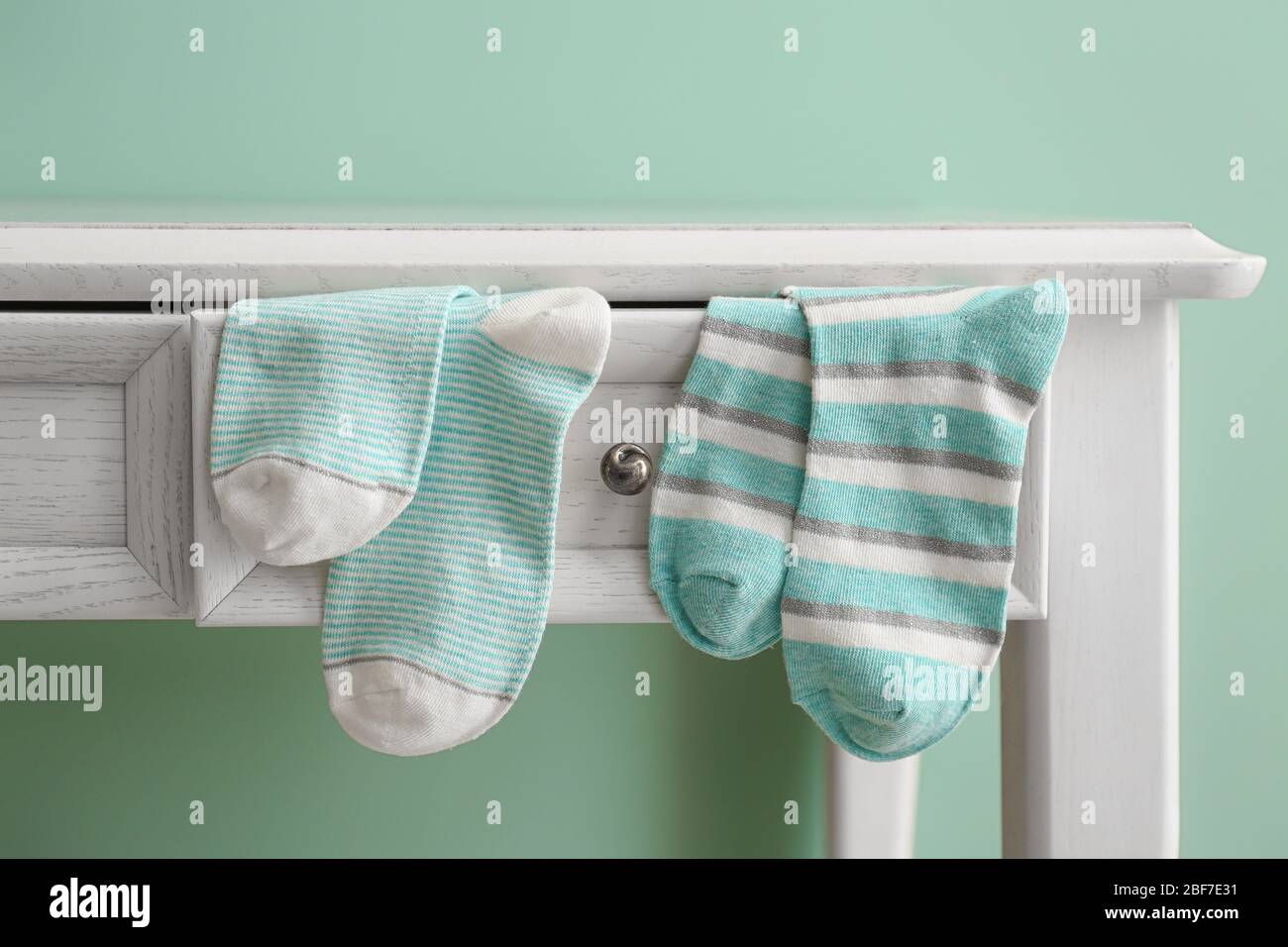 Cotton socks in table drawer Stock Photo - Alamy