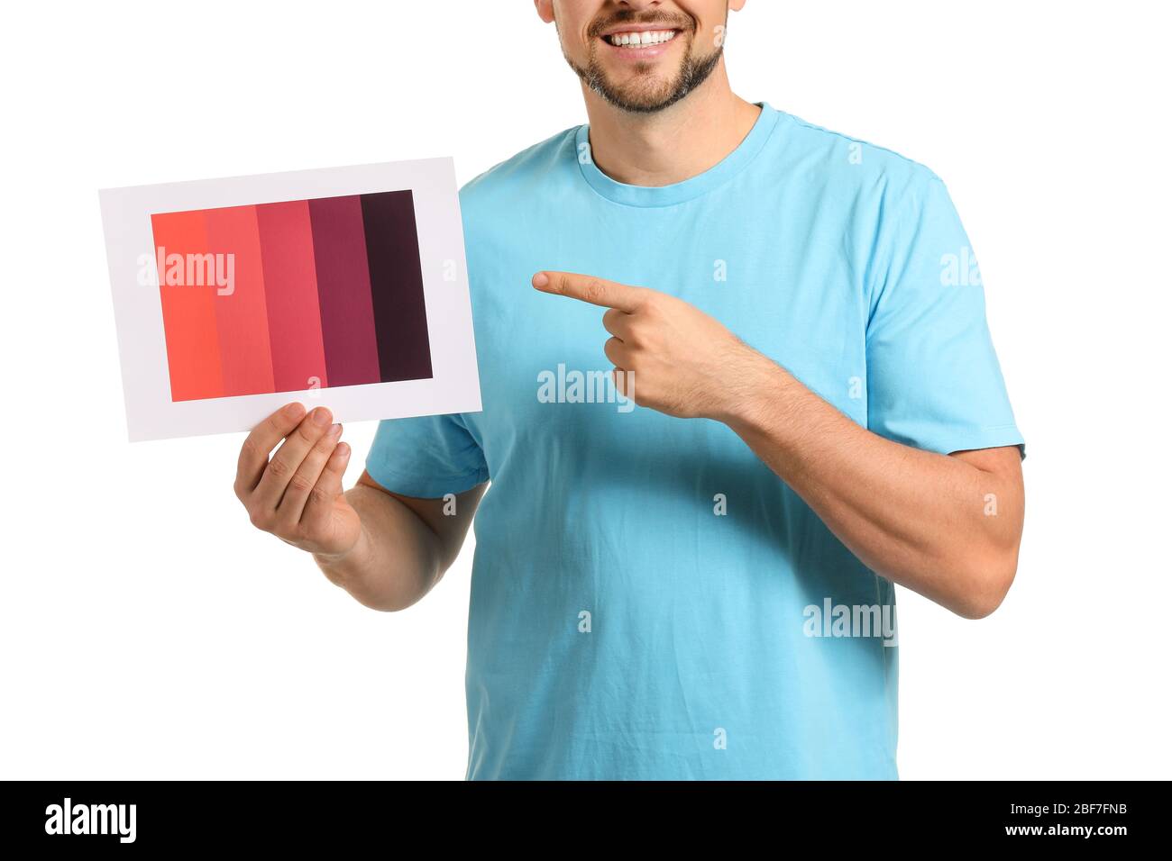 Man with color palettes on white background Stock Photo - Alamy