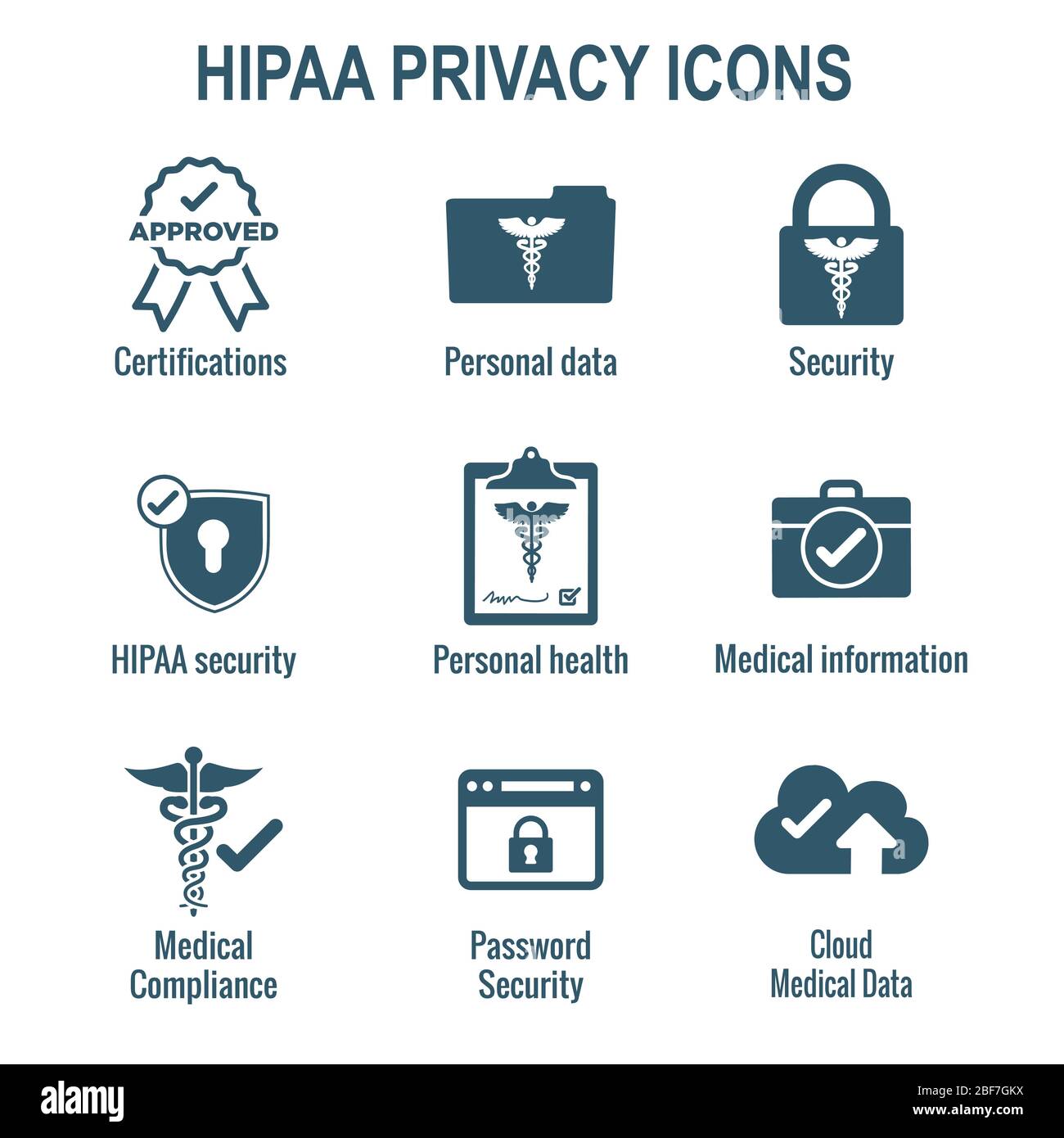 HIPAA Compliance icon set - hippa image involving medical privacy Stock ...