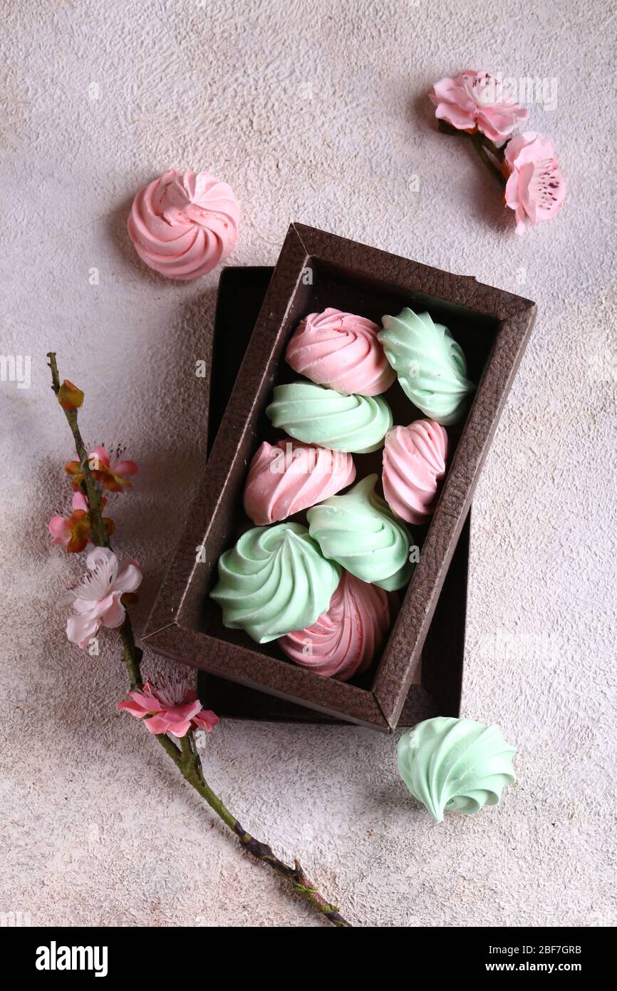 colorful meringue cookies for treats and desserts Stock Photo - Alamy