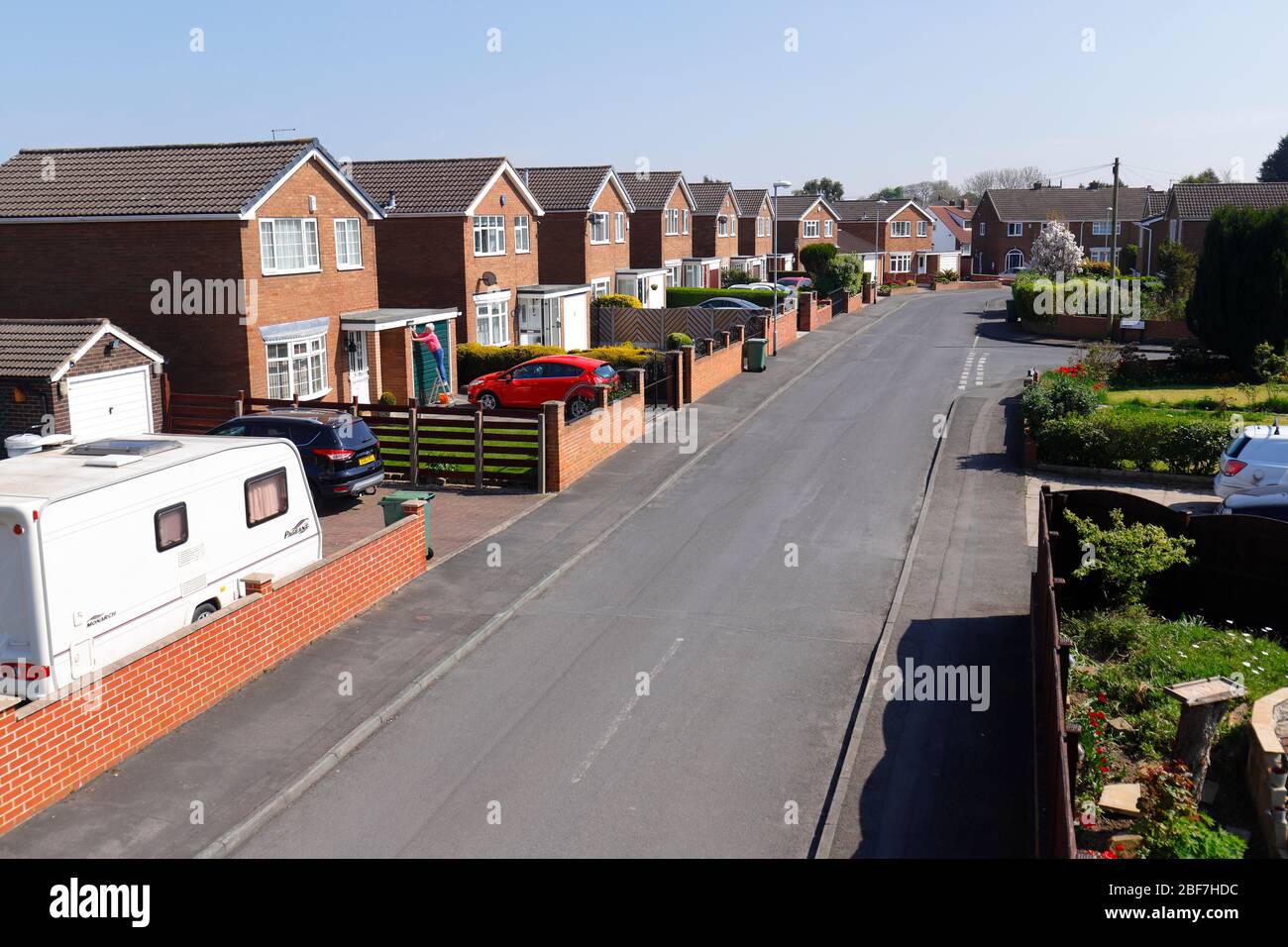 Looking along Church Avenue in Swillington,Leeds. The junction of ...