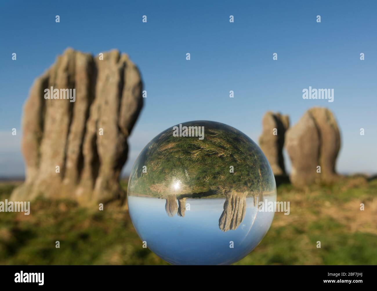 Prehistoric stone circle site in Duddo, Northumberland, seen through a ...