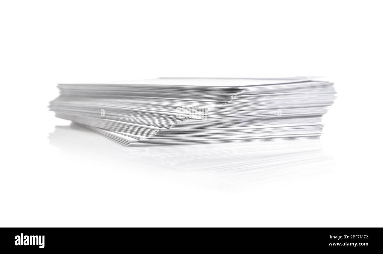 Stack of paper envelopes on white background Stock Photo - Alamy