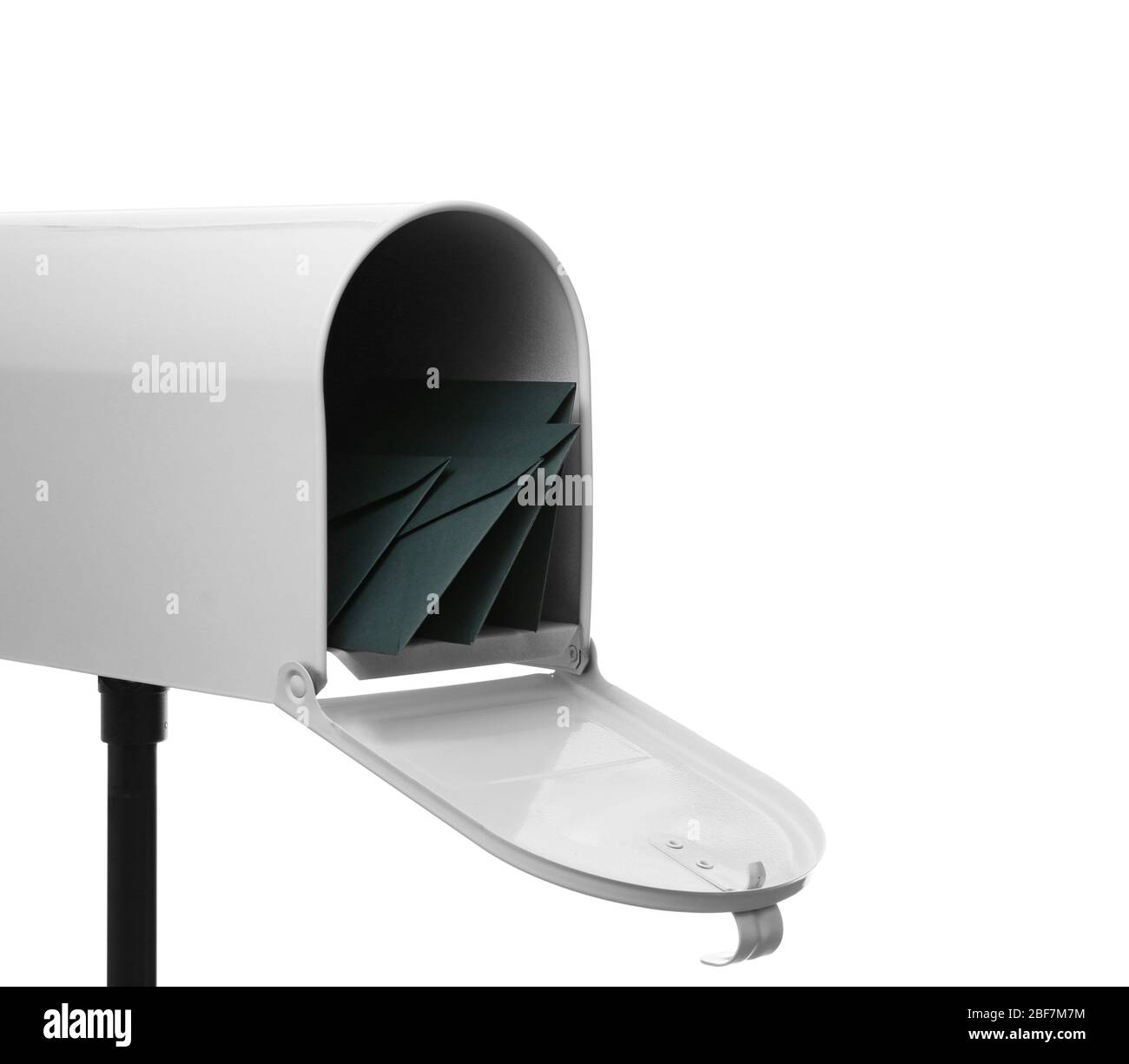 Mail box with letters on white background Stock Photo - Alamy