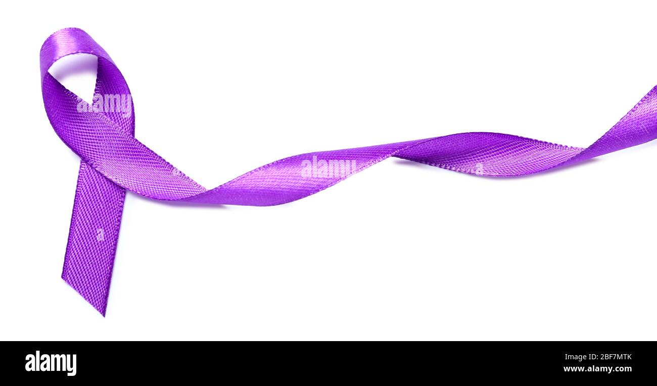 Violet ribbon on white background. Domestic violence concept Stock ...