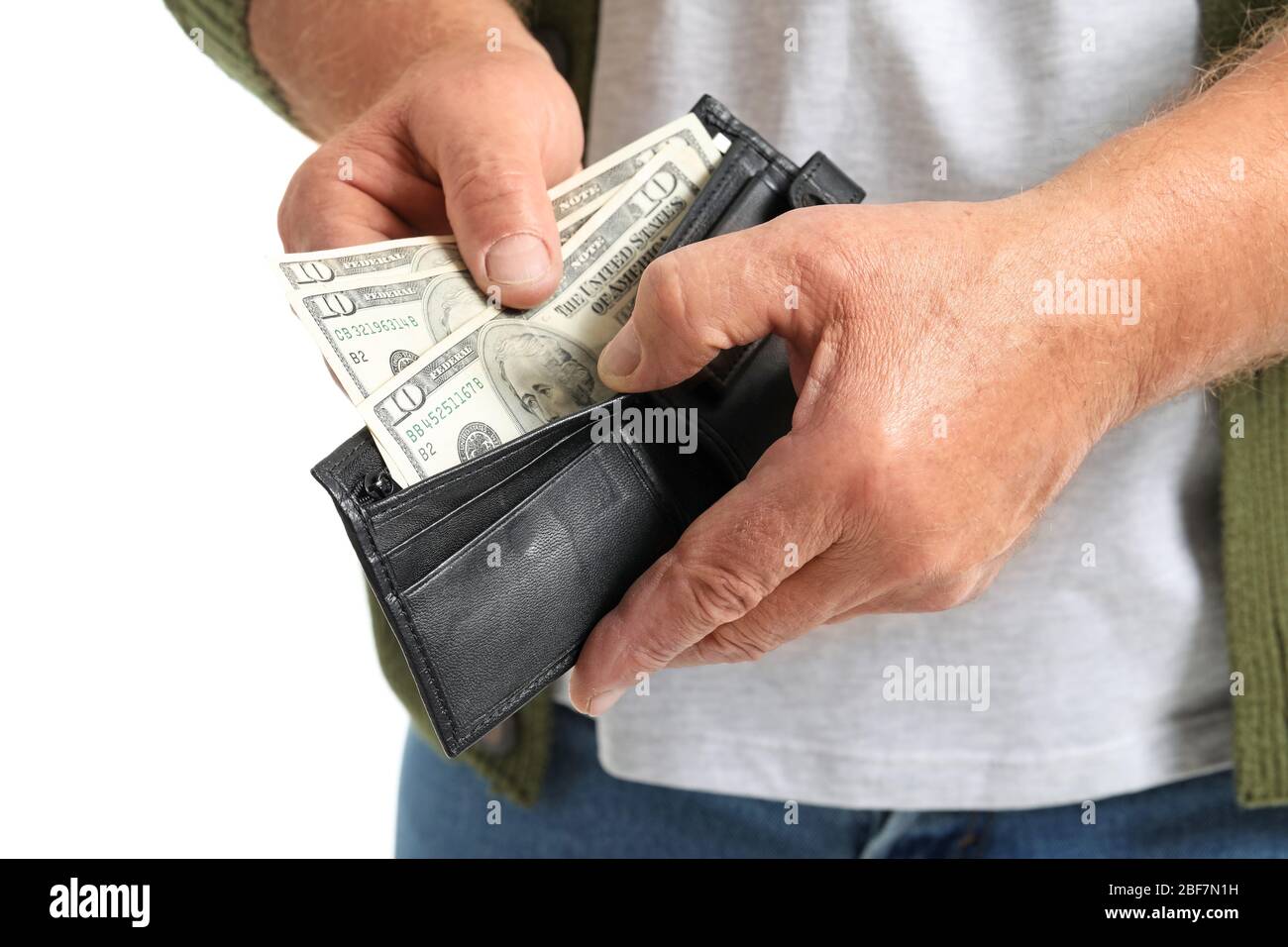 Senior man with purse on white background, closeup Stock Photo - Alamy