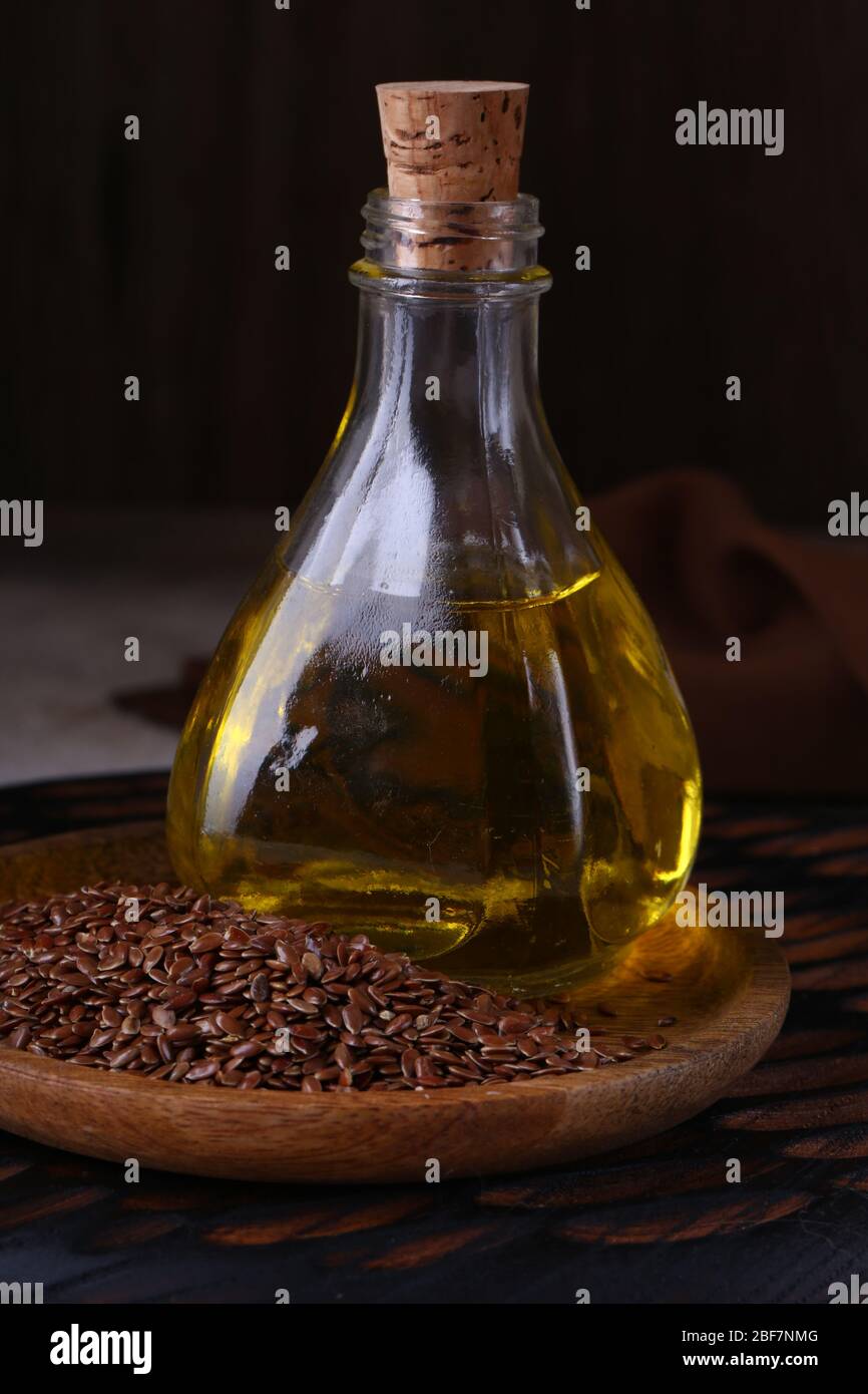 natural linseed oil for healthy food Stock Photo - Alamy