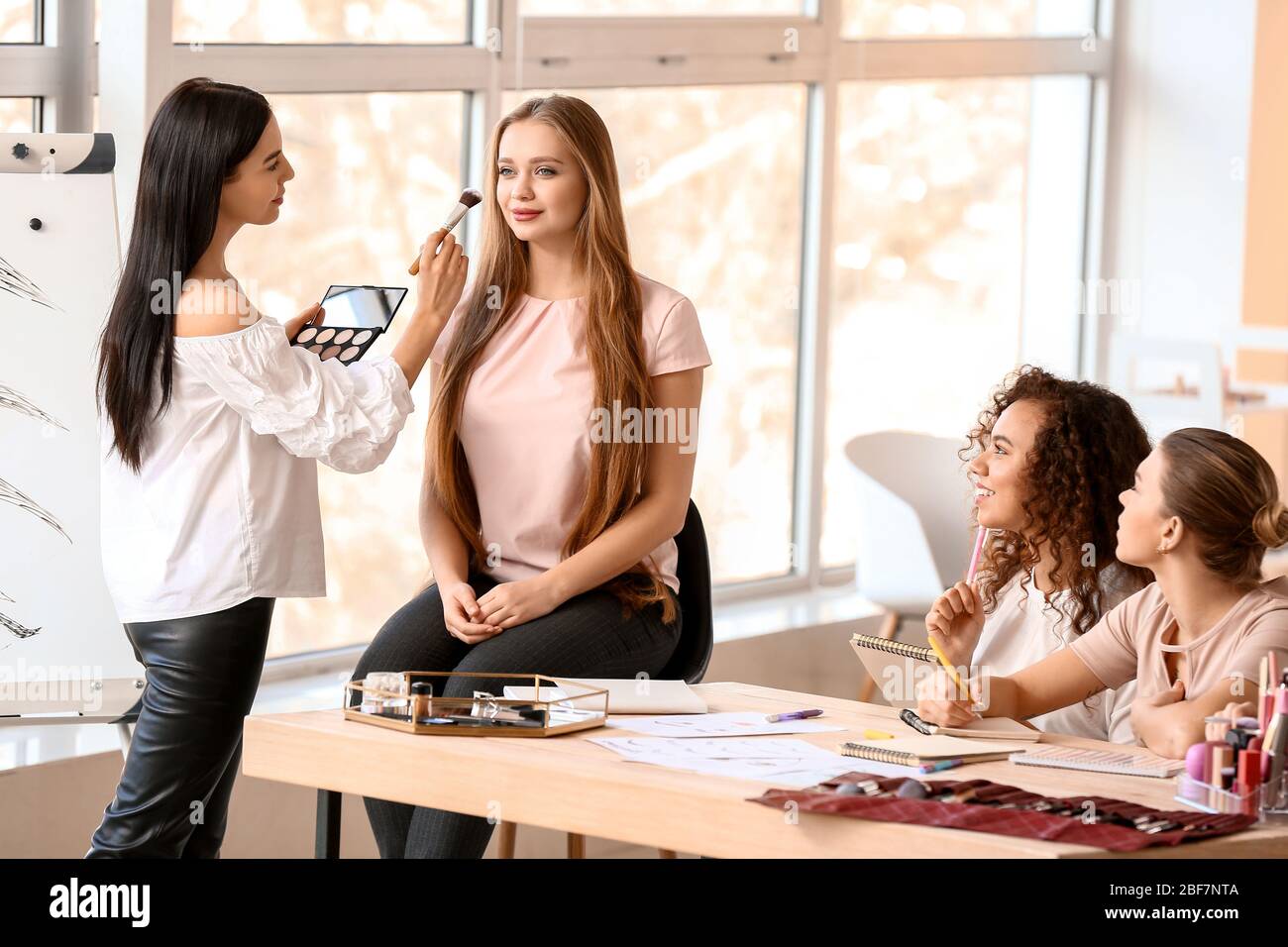 Students applying makeup hi-res stock photography and images - Alamy