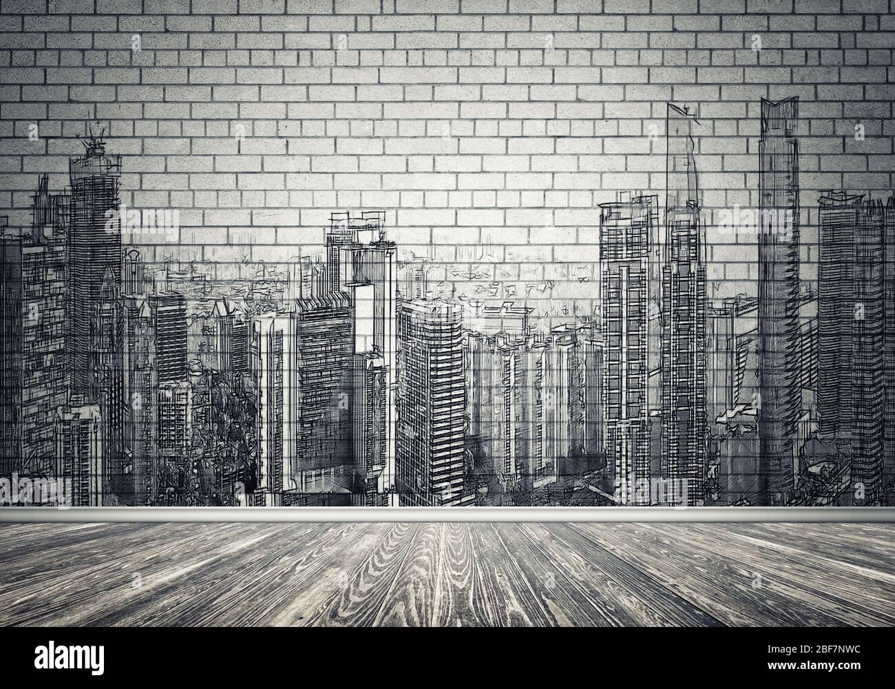 City design on wall Stock Photo - Alamy