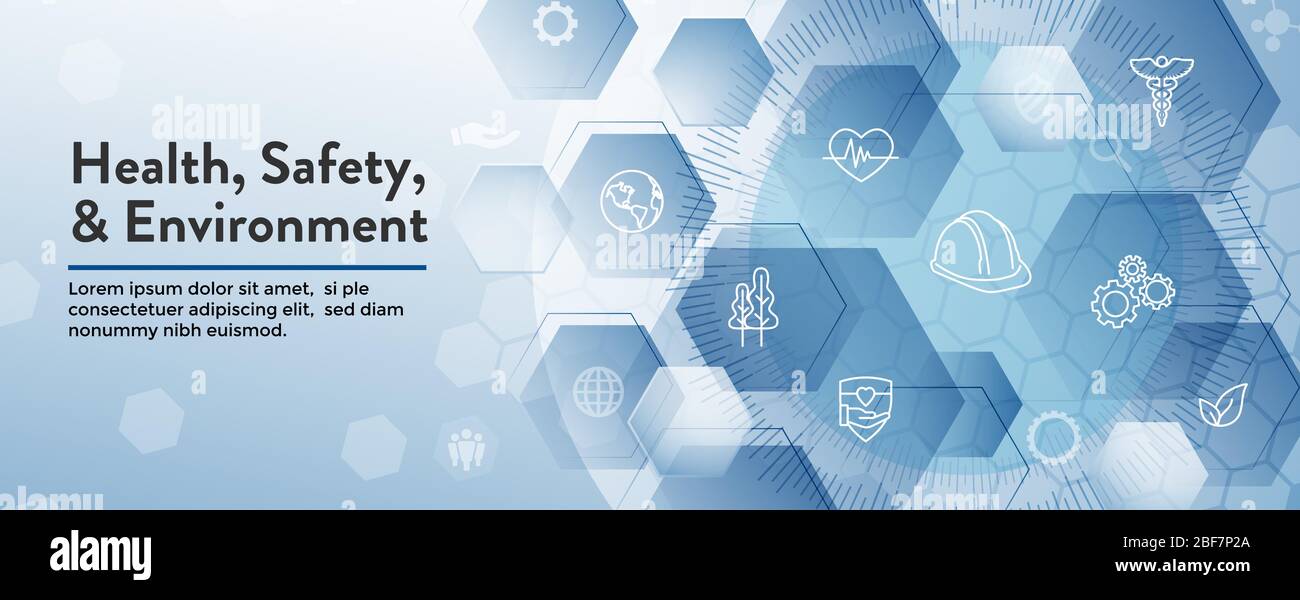 Health Safety & Environment Icon Set and Web Header Banner Stock Vector ...