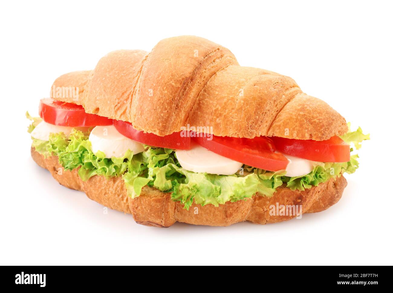 Tasty croissant sandwich on white background Stock Photo - Alamy