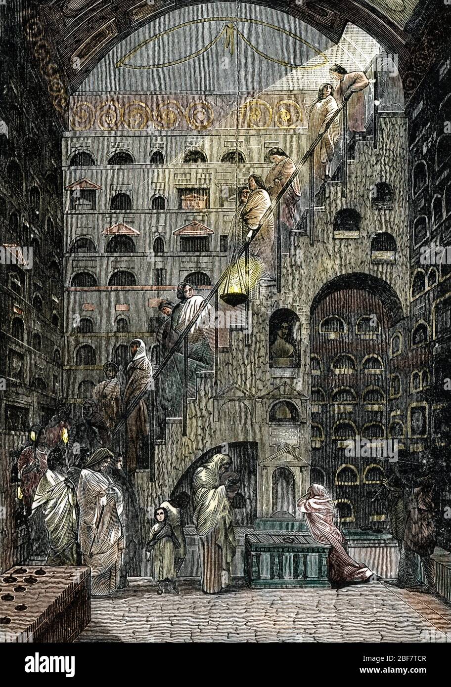 "Funerailles au columbarium de la maison des Cesars a Rome, porte ...