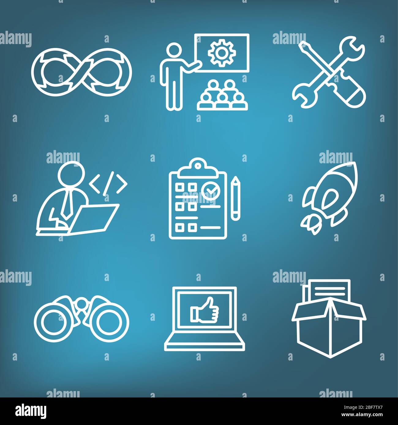 Development Operations and Life Cycle - DevOps Icon with process, build ...