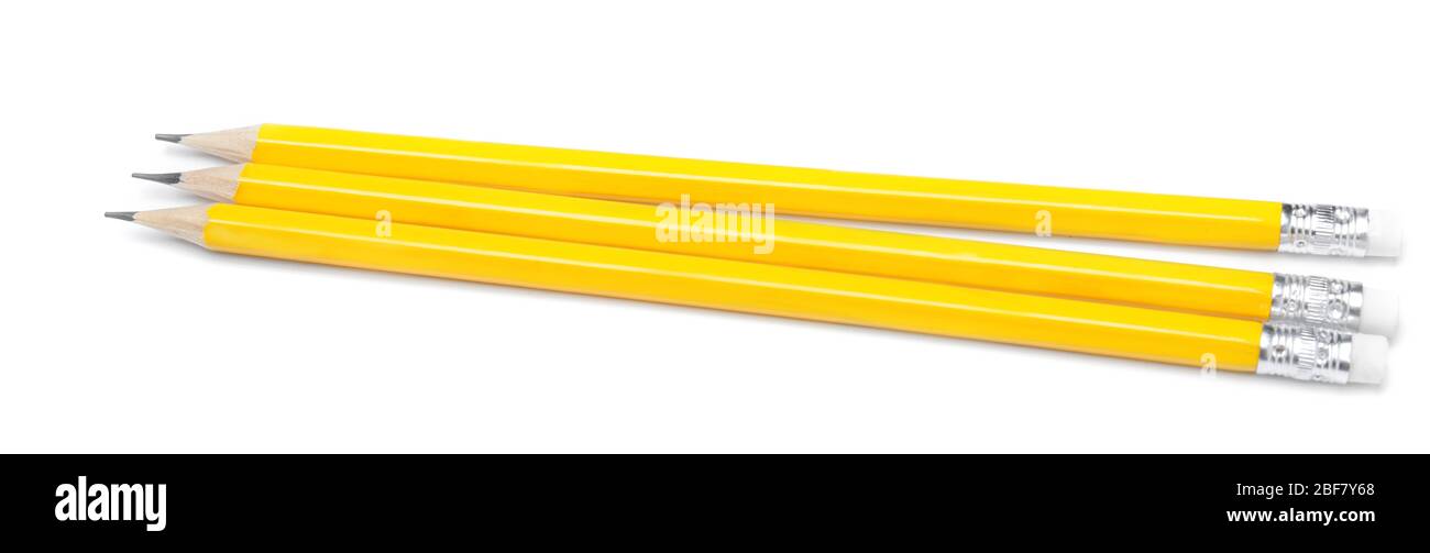 Ordinary pencils on white background Stock Photo - Alamy
