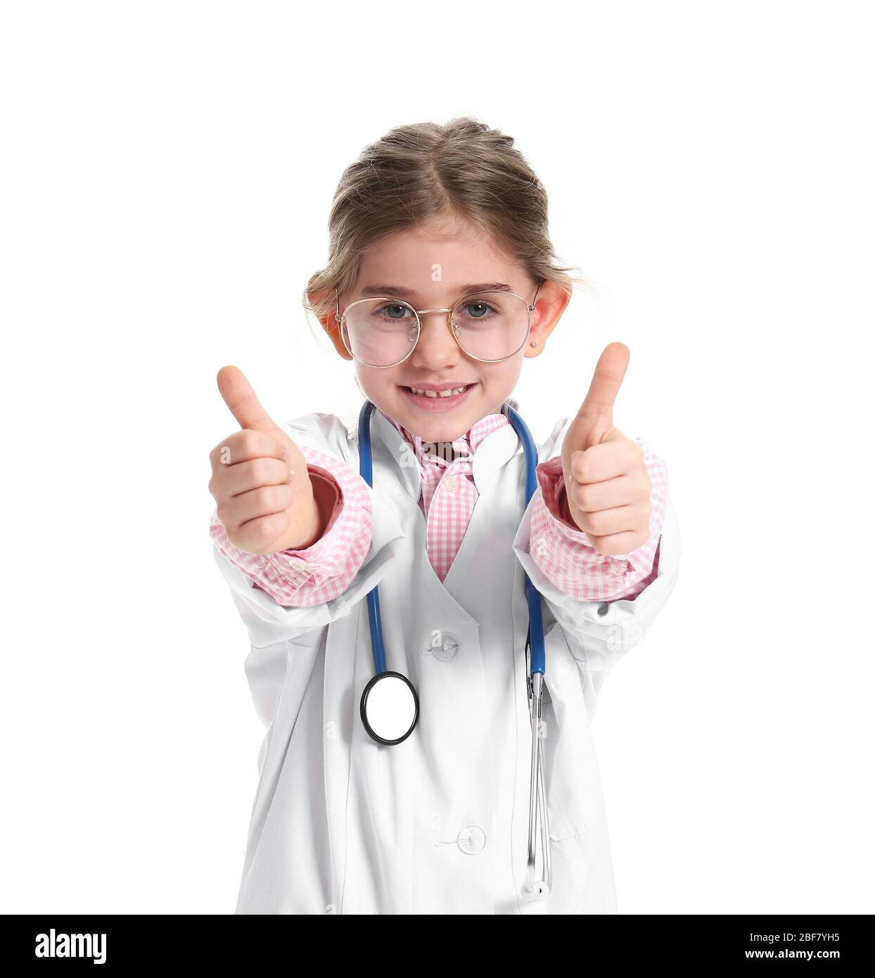 Cute little doctor on white background Stock Photo - Alamy