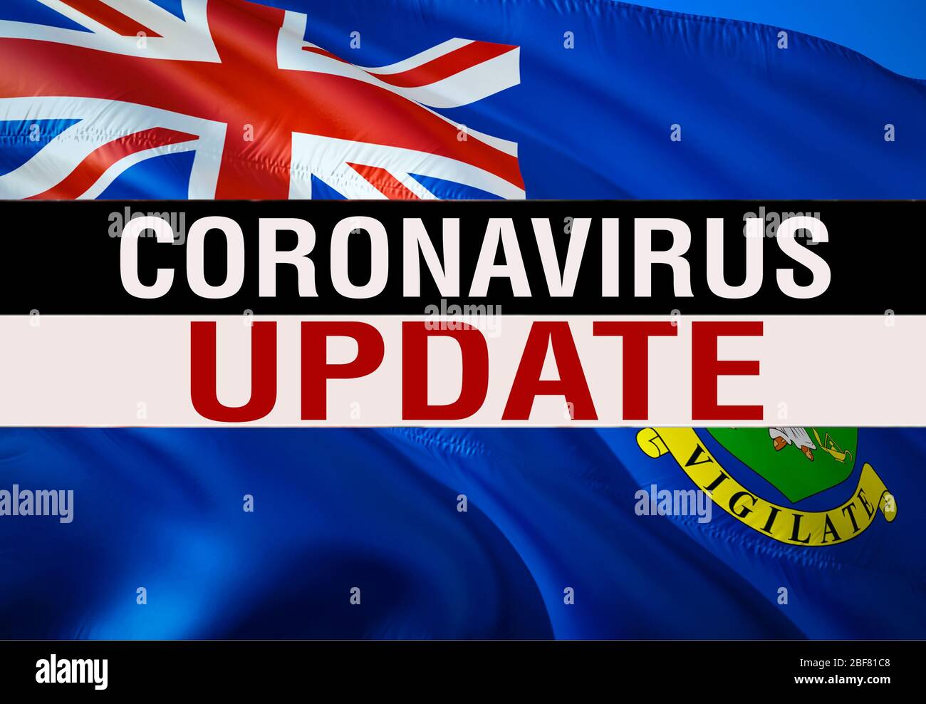 MERS-Cov Abstract virus UPDATE on British Virgin Islands flag. Middle ...