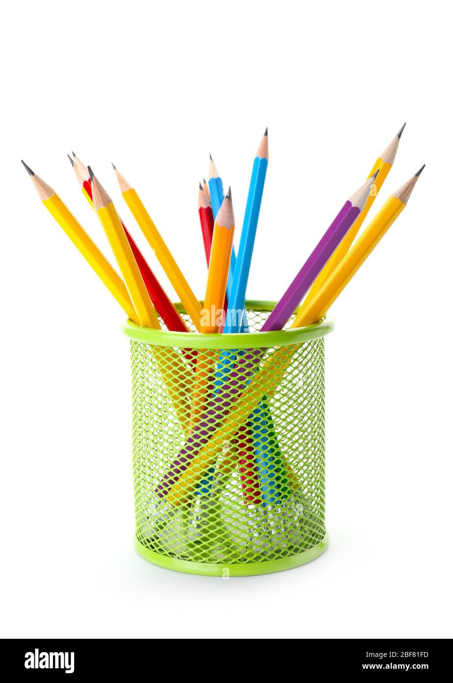 Ordinary pencils on white background Stock Photo - Alamy