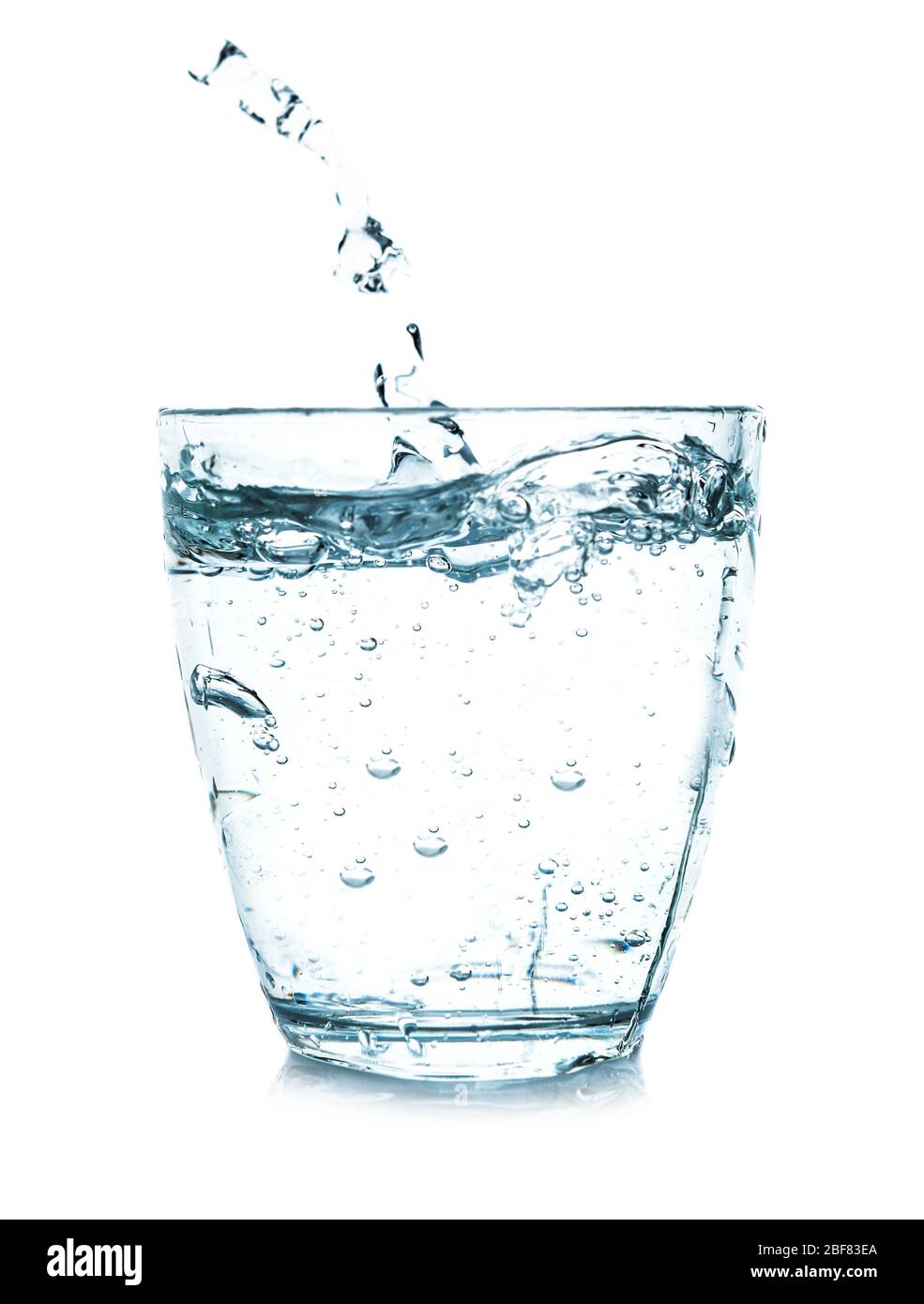 Glass of fresh water with splash on white background Stock Photo - Alamy