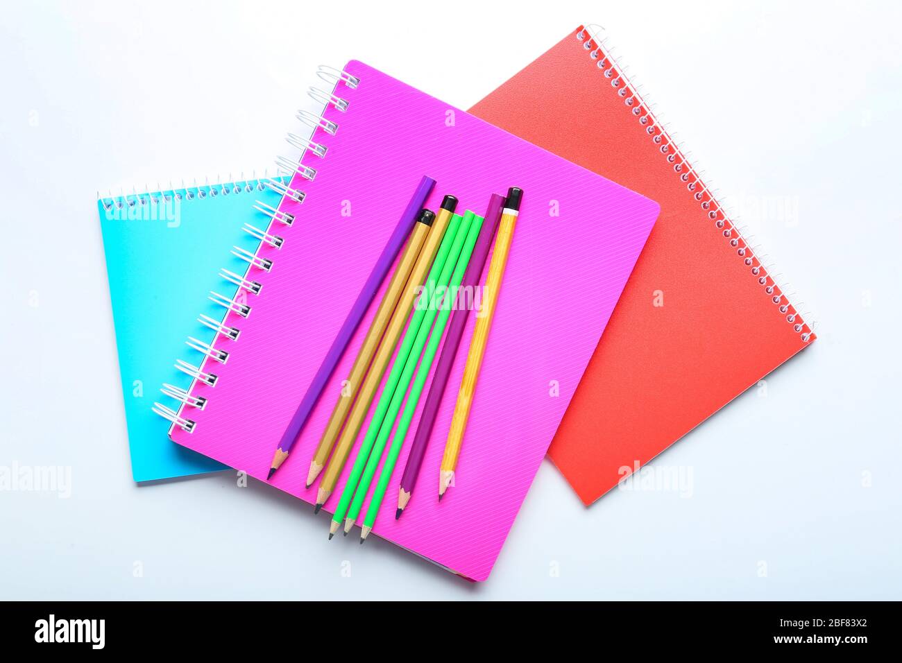Set of school supplies on white background Stock Photo - Alamy