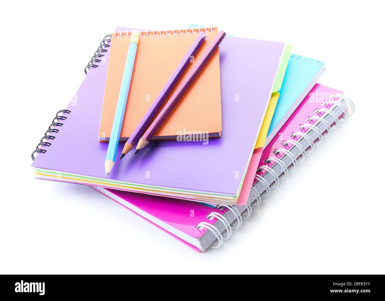 Set of school supplies on white background Stock Photo - Alamy